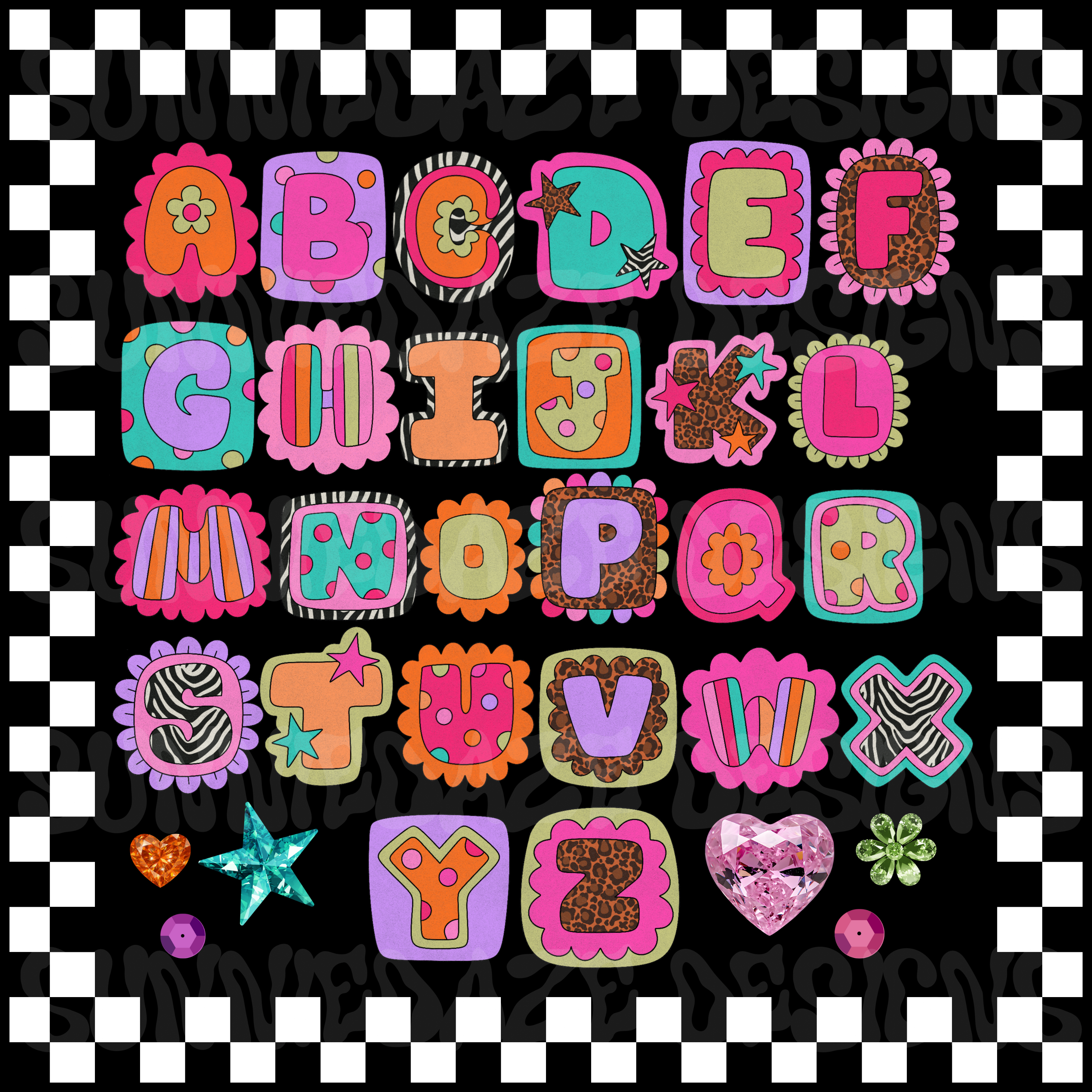 Girly pop alpha set • colored + outline – Sunnie Daze Designs